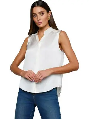 L'Agence Phoebe Sleeveless Silk Blouse - Ivory