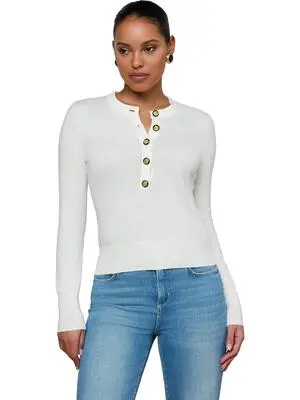 L'Agence Ronda Knit Henley Top - Ivory/gold
