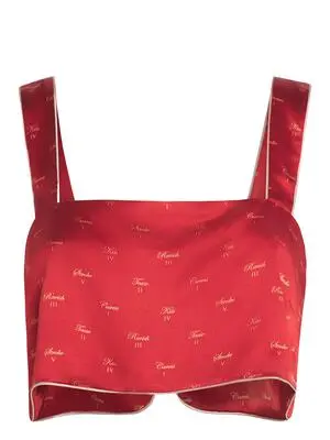 Kiki De Montparnasse Silk Kiss Print Crop Top - Red