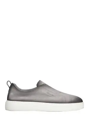 Santoni Clean Icon Nubuck Leather Sneakers - Grey