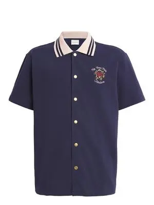 Drole De Monsieur Cotton Piqué Embroidered Shirt - Black