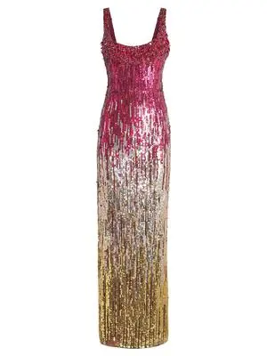 Jenny Packham Embellished Ombré Rosalie Gown - Pink