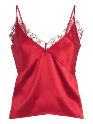 Kiki De Montparnasse Lace-trimmed Silk Cami Top - Red
