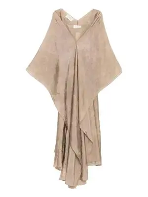 SHATHA ESSA Draped Maxi Dress - Neutrals