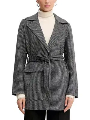 Armani Exchange Caban Herringbone Belted Coat - Grey