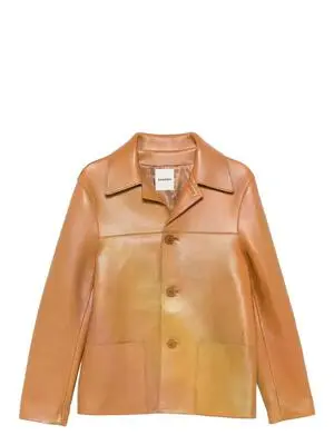 Sandro Buttoned Leather Jacket - Brown