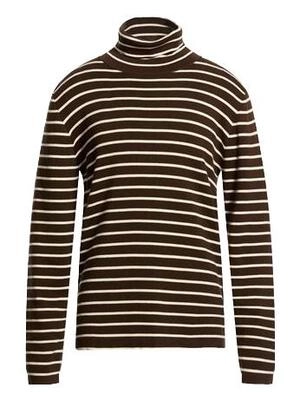 TOD'S Striped Turtleneck Cotton Cashmere Sweater - Brown