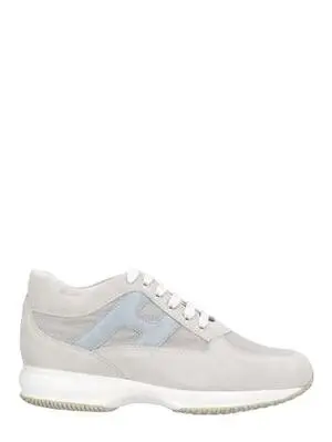 Hogan Light Leather And Textile Sneakers - Grey
