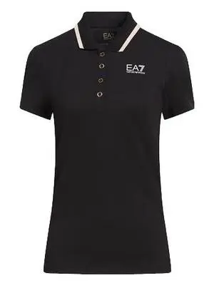 EA7 Polo Shirt With Metallic Trim - Black