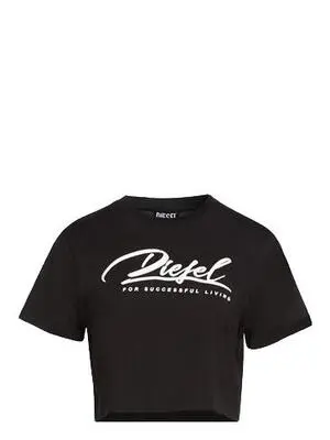 DIESEL Cotton Jersey Cropped T-shirt - Black