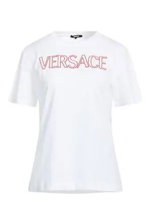 Versace Jersey T-shirt With Embroidered Logo - White