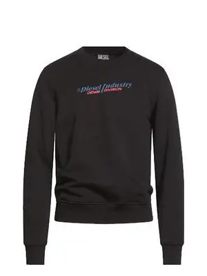 DIESEL Solid Cotton Blend Sweatshirt - Black