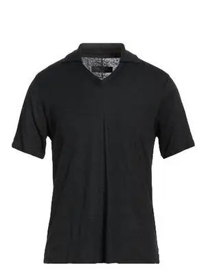 Rag & Bone Man Polo Shirt Grey Size M Linen Black