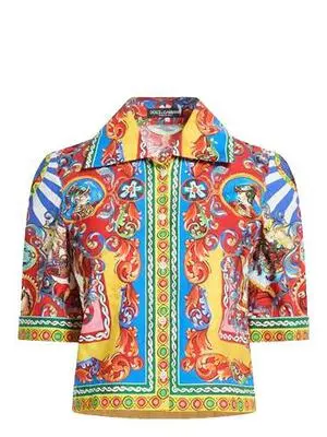 Dolce & Gabbana Multicolor Cotton Poplin Shirt - Red
