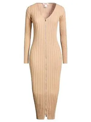 KONTATTO Midi Ribbed-knit Bodycon Dress - Beige