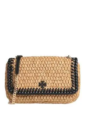 Tory Burch Cross-body Raffia Flap Bag - Beige
