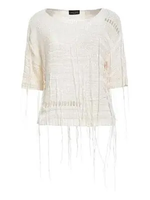 ROBERTO COLLINA Knitted Sweater With Fringes - Beige