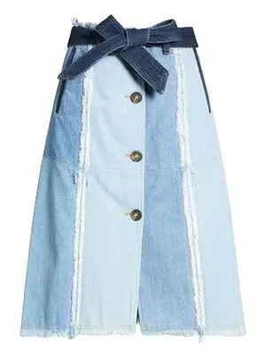 TOD'S Flared Denim Skirt With Belt - Blue