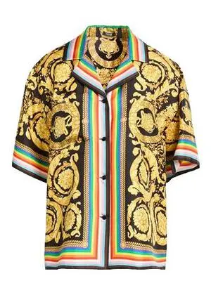 Versace Signature Printed Twill Shirt - Black