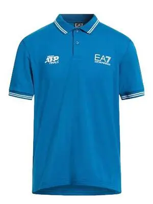 EA7 Polo Shirt Azure Size Polyester, Cotton, Elastane - Blue