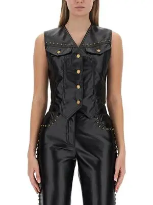 Moschino Button Detailed Vest - Black