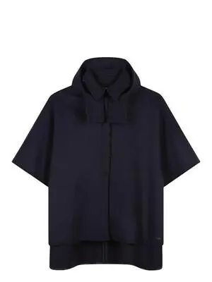 Chloé Collared Short Sleeve Wool Coat - Blue