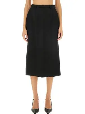 Dolce & Gabbana Slim Fit Longuette Skirt - Black