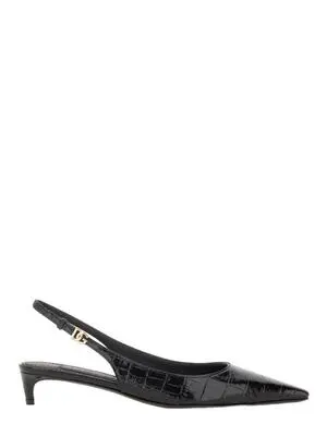 Dolce & Gabbana Leather Slingbacks With Logo - Black