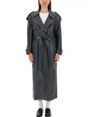 SALVATORE SANTORO Leather Trench Coat - Grey