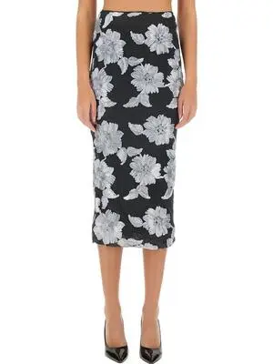 ROTATE BY BIRGER CHRISTENSEN Floral Pencil Skirt - Black