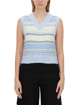 GANNI V-neck Vest - Azure