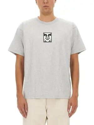 Obey T Shirt With Logo - Grey