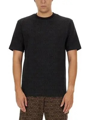 Moschino T Shirt With All Over Logo - Black