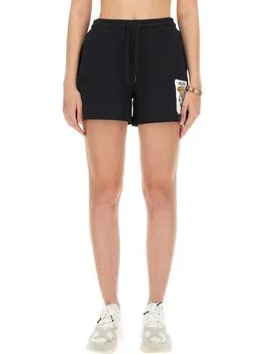 Moschino Cotton Sweatshirt Shorts - Black