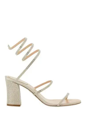 Rene Caovilla Rhinestone Embellished Heel Sandals - Silver