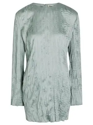 Staud Kona Plissé Mini Dress - Silver