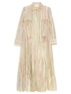 SHATHA ESSA Embroidered Shirt Dress - Neutrals