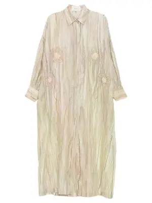 SHATHA ESSA Floral Embroidered Shirt Dress - Neutrals