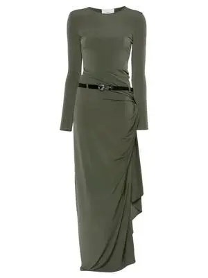 Coperni Long-sleeve Draped Maxi Dress - Green