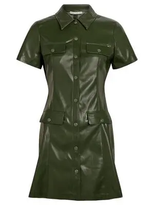 brown leather dress mini Leather Sleeveless Hoop Dress Brown / 02 / S126LP1662 main image 0