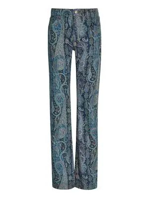 Etro Paisley Print Bootcut Jeans - Blue