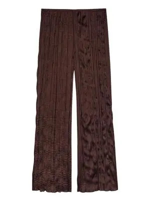 Staud Nami Plissé Trousers - Brown
