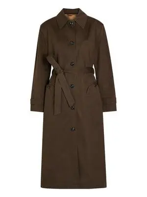 BLAZÉ MILANO Basoto Belted Cotton Trench Coat - Dark Brown