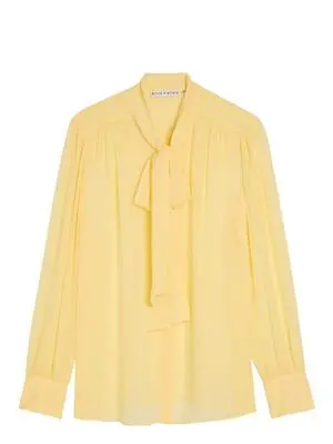 Alice + Olivia Thayer Tie Neck Georgette Blouse - Yellow