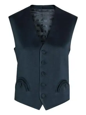 BLAZÉ MILANO Satin-crepe Waistcoat - Dark Blue