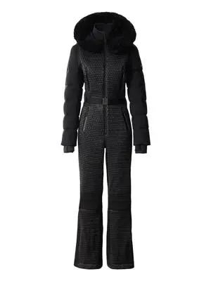 Mackage Lorelle Fur-hood Bonded Fleece Ski Suit - Black