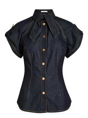 Zimmermann Neck Tie Blouse - Denim