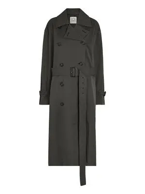 TOTEME Double-breasted Belted Cotton-blend Trench Coat - Black