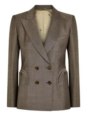 BLAZÉ MILANO Wool-blend Double-breasted Blazer - Brown