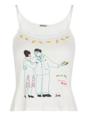 BODE Companion Embroidered Tank - Cream
